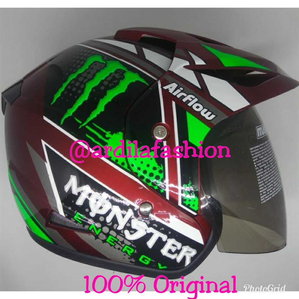 Jual HELM TAKIRA MOTIF MONSTER REDGREEN | Shopee Indonesia