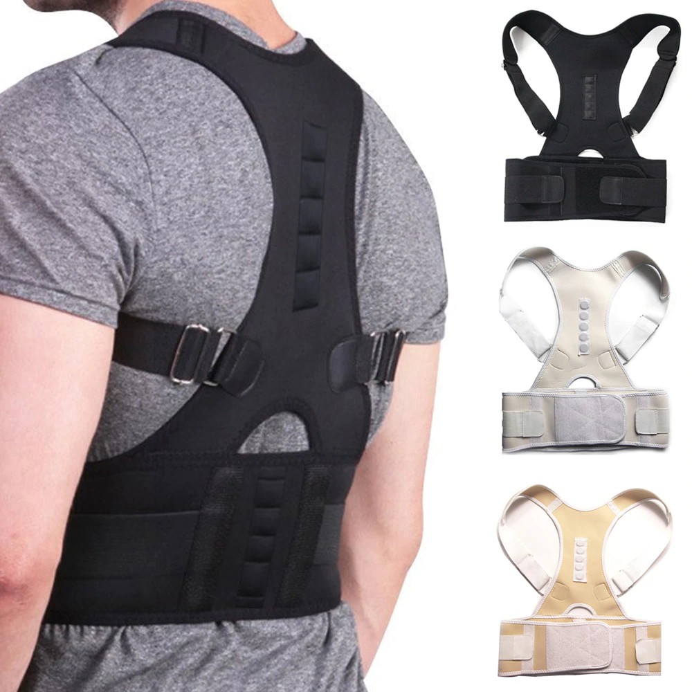Jual Male Female Adjustable Magnetic Posture Corrector Corset Back ...