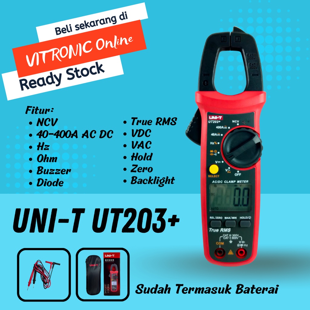 Jual Tang Ampere UNI-T UT203+ TRUE RMS Digital Clamp Multimeter UNIT UT 203+ | Shopee Indonesia