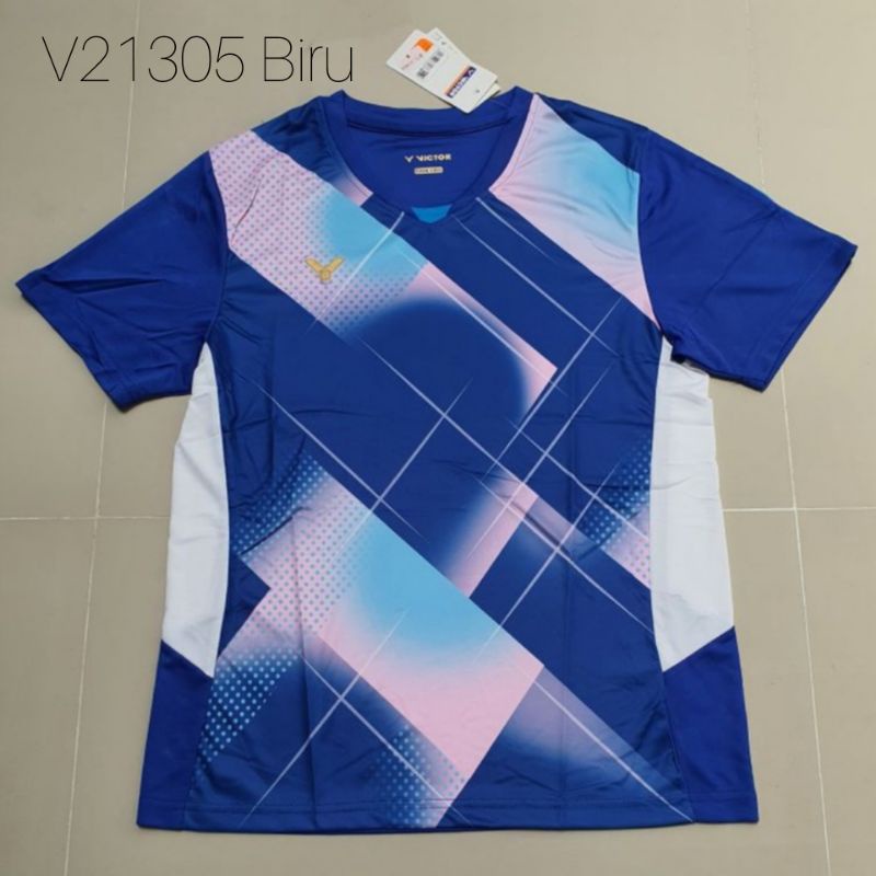 Jual V21305 BIRU KAOS BADMINTON VICTOR IMPORT KAOS BULU TANGKIS HENDRA ...