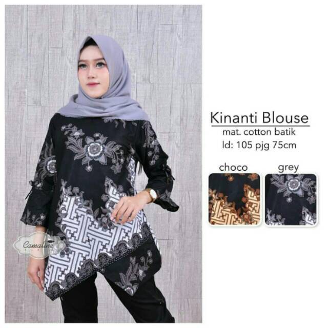 Jual CUCI GUDANG Couple Blus Kinanti Aserehe Bunga Hitam Ziggy Mono Abu ...