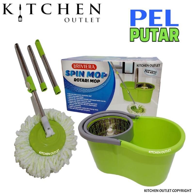 Jual Set Alat Pel Lantai Stainless Steel Spin Mop Set dengan Ember ...