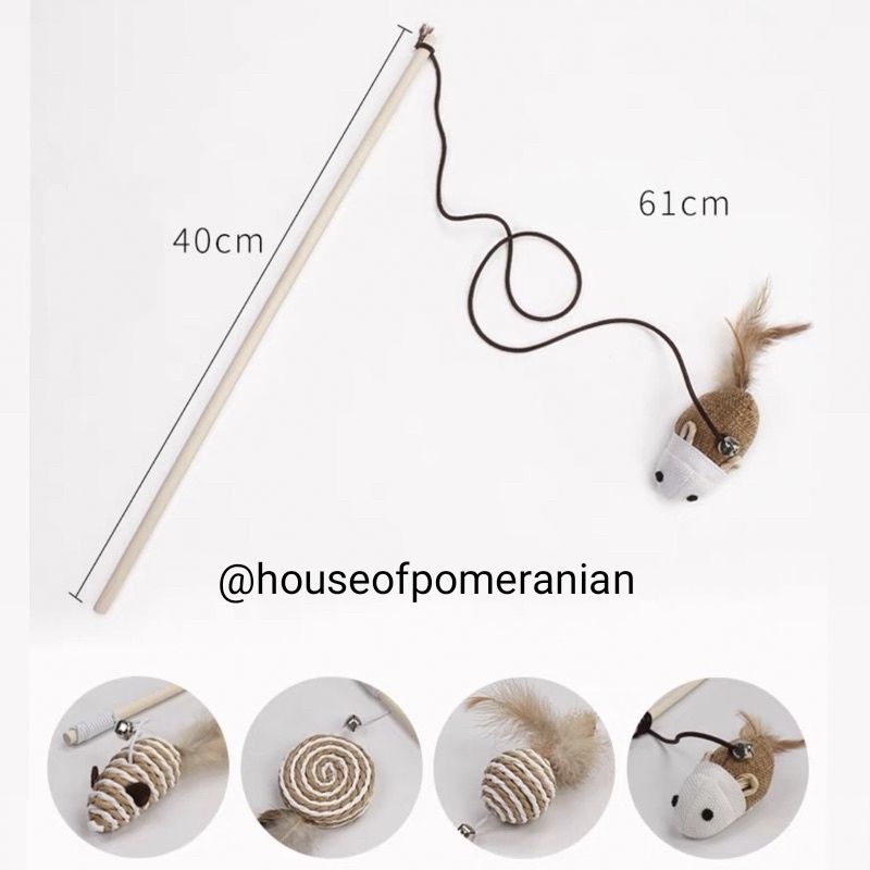 Jual mainan kucing pancingan tikus cat teaser tongkat kayu toys rat ...
