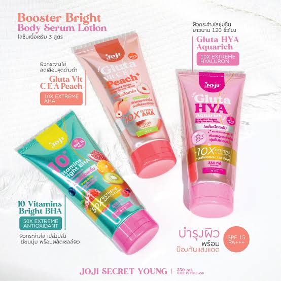 Jual Joji Booster Bright Body Serum Lotion/spf15PA++/10vitamins/gluta vit c e a peach/gluta hya ...