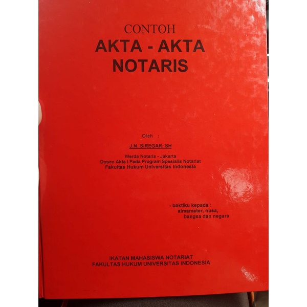 Jual Buku Contoh Akta Akta Notaris Oleh J.N Siregar SH (Hardcover ...
