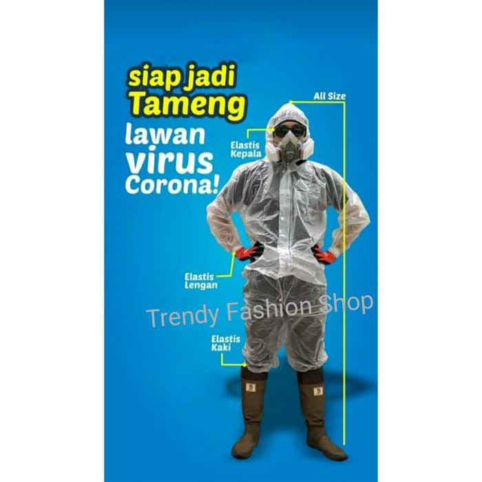 Jual COD/Jas Hujan Pengganti Baju APD Hazmat Tebal Putih Bening/Set ...