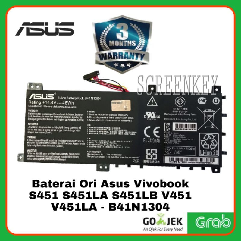 Jual Baterai Laptop Asus Vivobook S451 S451LA S451LB A451 A451L A451LN A451LB V451 V451LA ...
