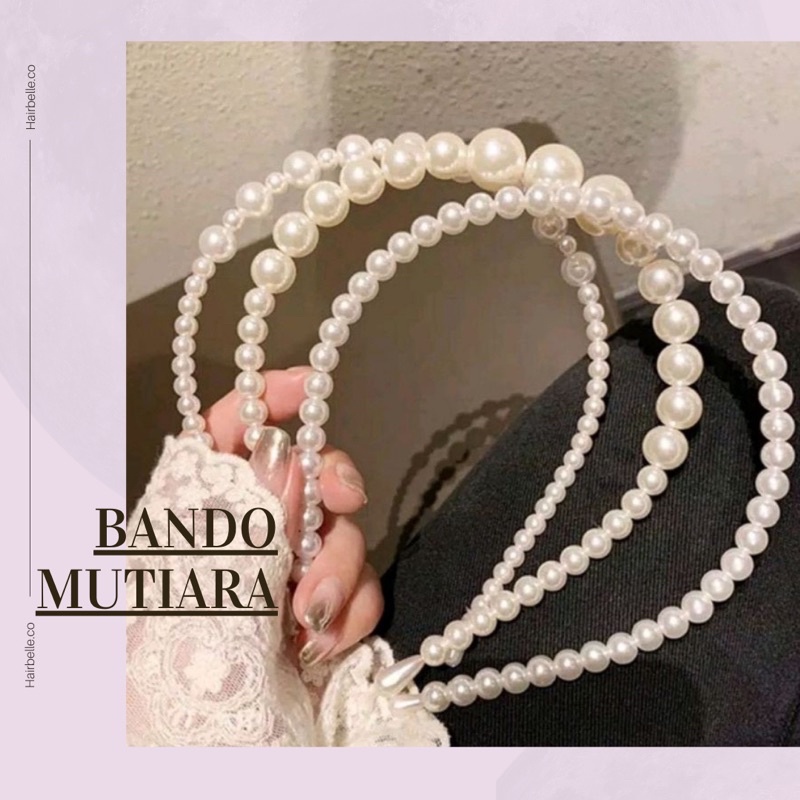 Jual Bando Mutiara Banadana Korea Mutiara Bandana Pearl Headband Korea ...