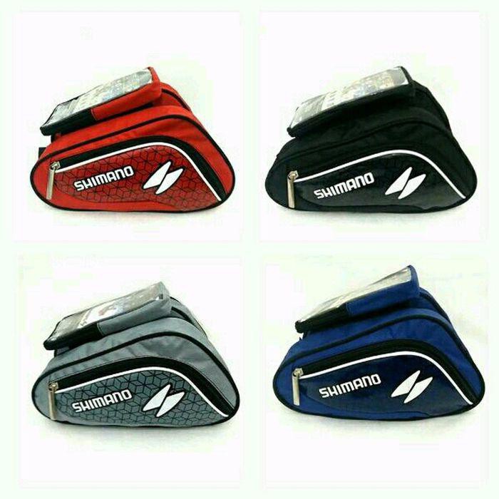 Jual TAS FRAME SEPEDA SEGITIGA HP DOUBLE LOGO SHIMANO PHONE HOLDER ...