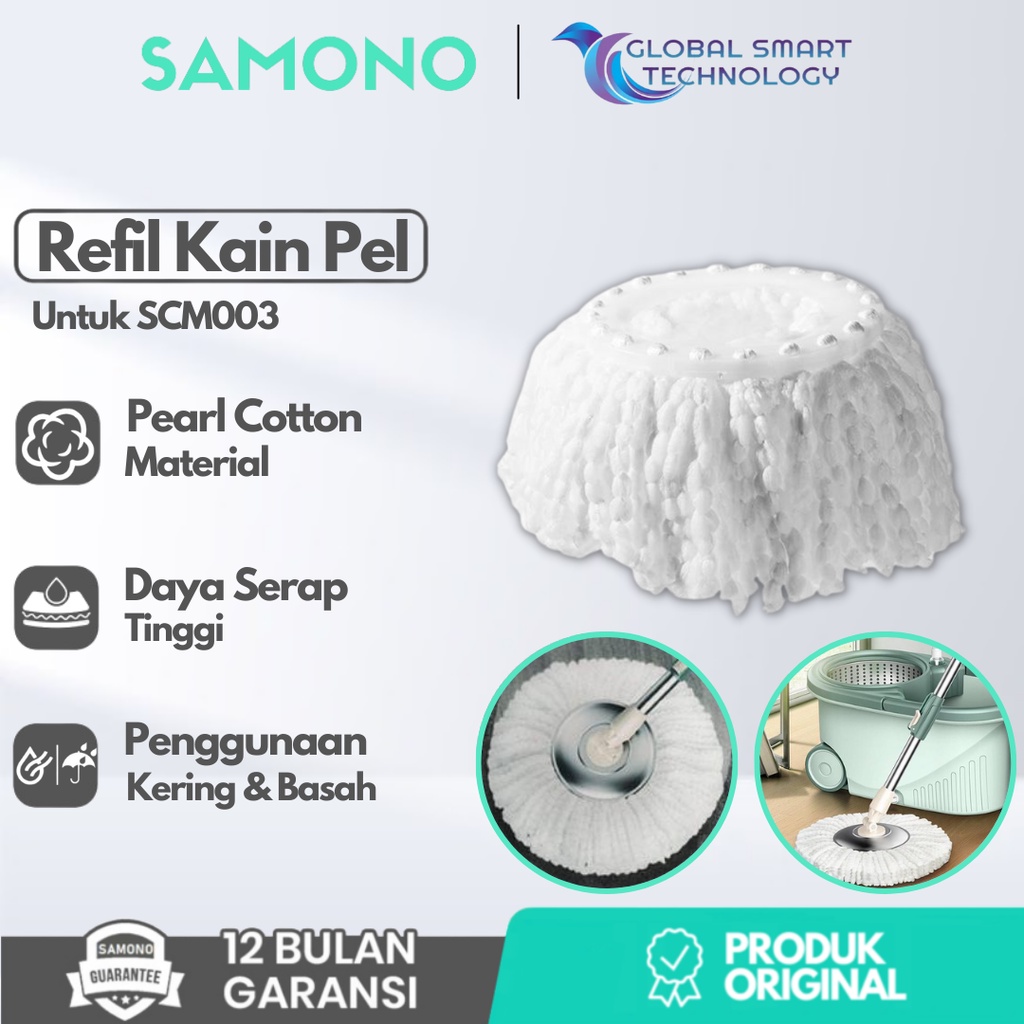 Jual Samono SMC002 cleaning tools Refil Kain Pel warna putih Untuk ...