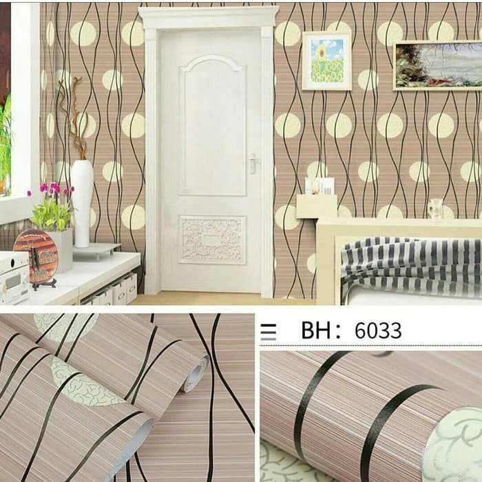 Jual Wallpaper Dinding Motif Polkadot Coklat ukuran 10 meter x 45 cm | Shopee Indonesia