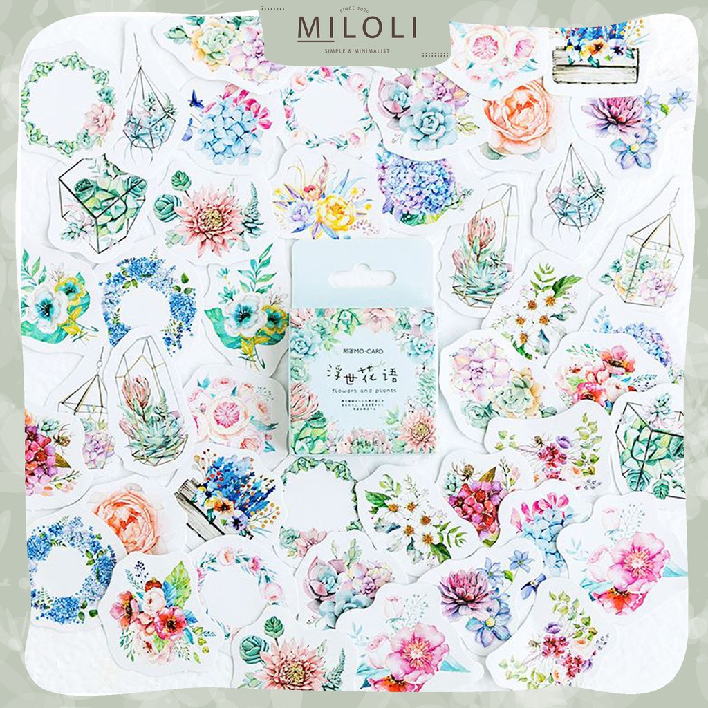 Jual [MILOLI] 46 Pcs FLORAL Deco Sticker DIY Scrapbook Stiker Lucu Daun ...