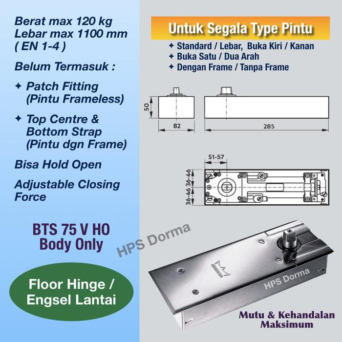 Jual Floor Hinge Dorma BTS 75 V HO Body Only (Engsel Lantai) perkakas ...