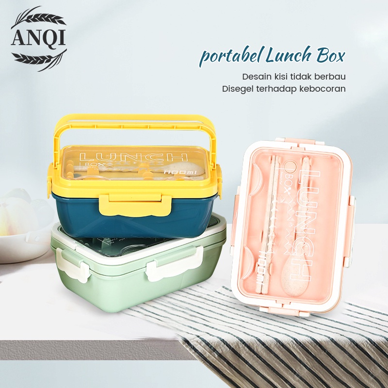 Jual ANQI 1888 Kotak Makan Siang Bahan Jerami Pegangan / Lunch Box Set / Bpa Free / PP Jerami ...