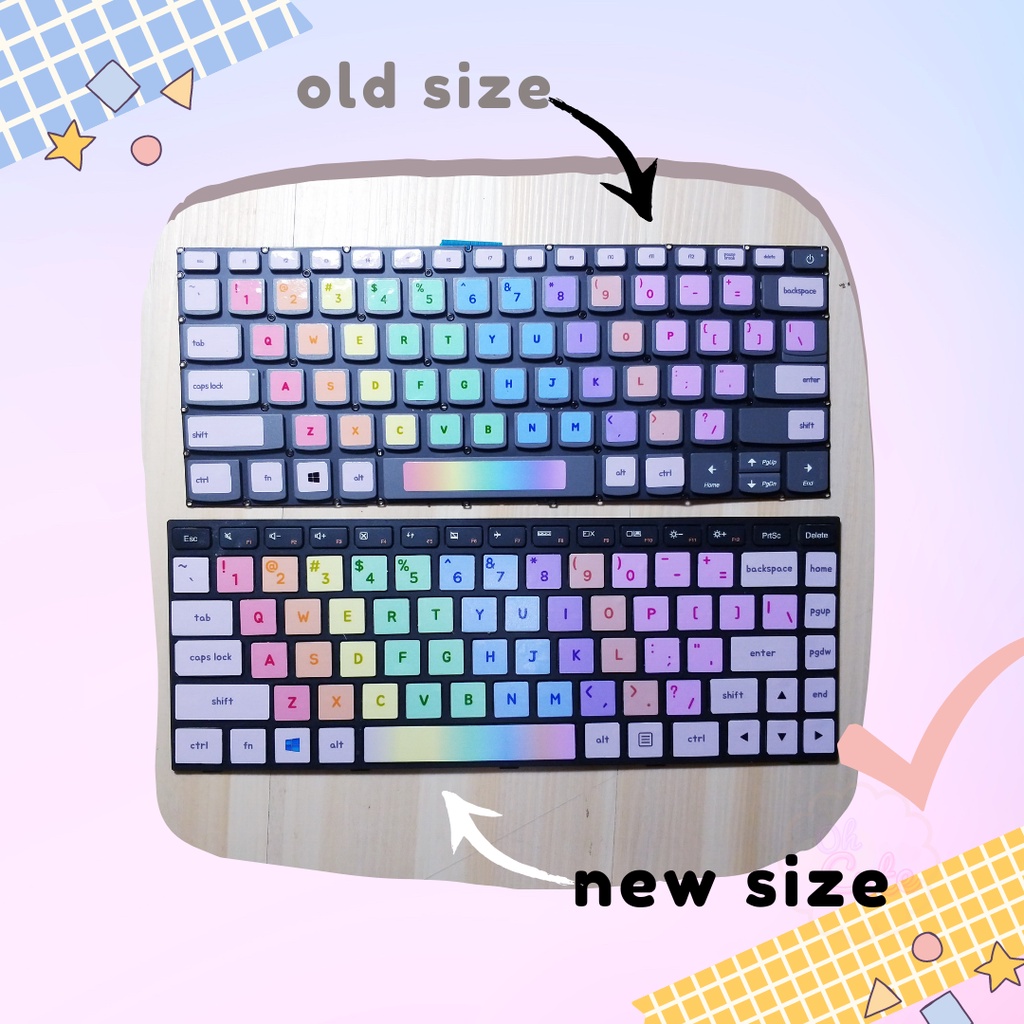 Jual Qwerty Keyboard Sticker for windows colorful - cute - pastel ...