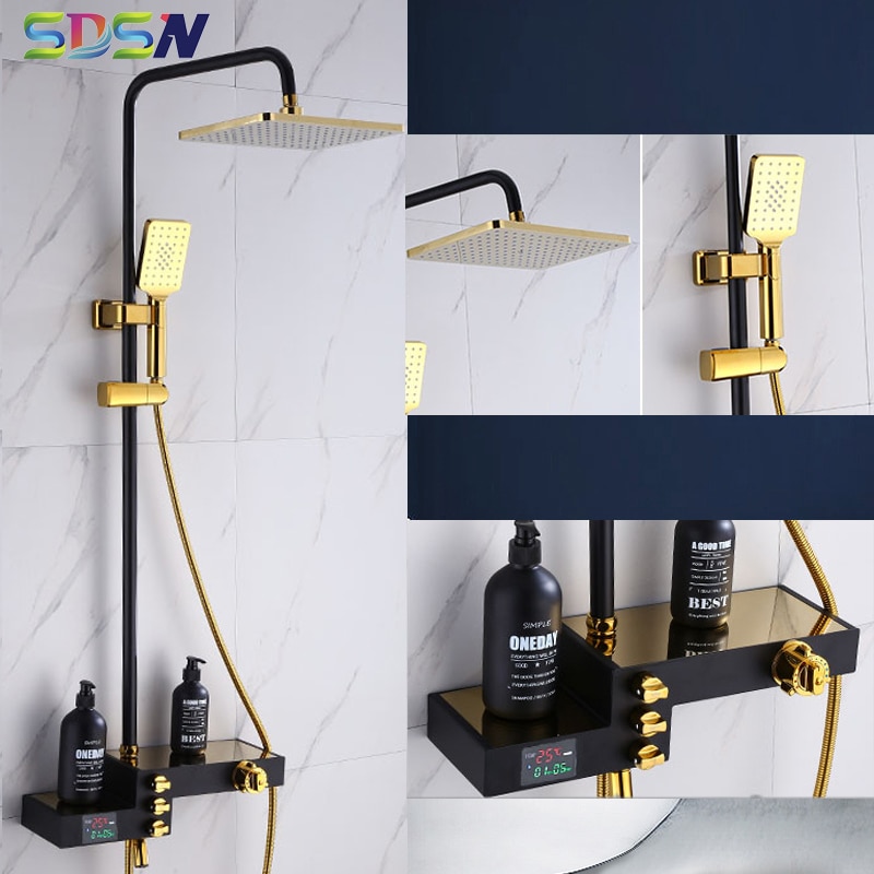 Jual Bathroom Mixer Shower Bathtub Rainfall Shower Set SDSN Bathroom Basin Faucet Set Shower ...