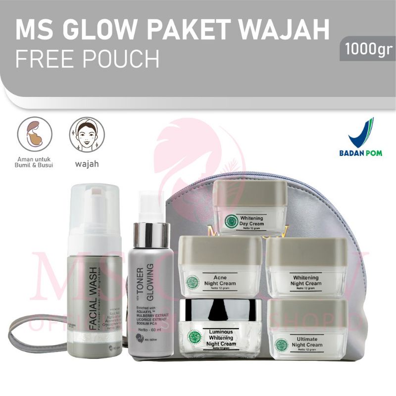 Jual MS GLOW ORIGINAL | MS GLOW PAKET WAJAH | MS GLOW FREE POUCH ...