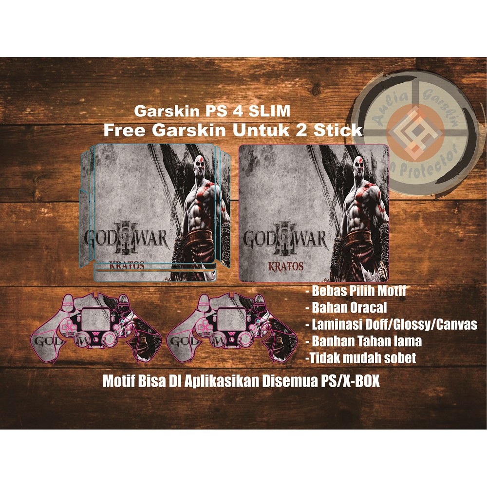 Jual Garskin PS 4 SLIM Full Body dan 2 stick motif God Of War - free ...