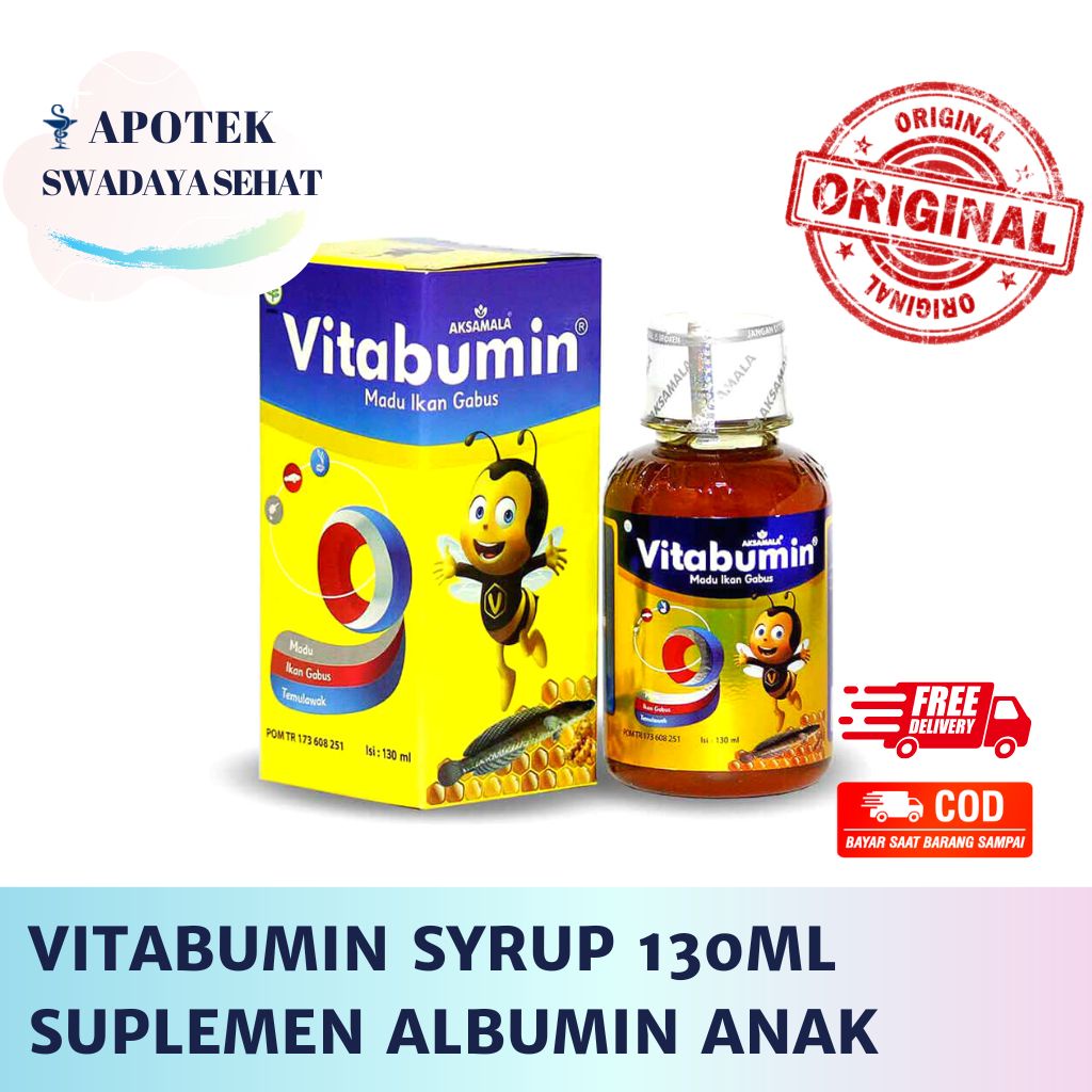 Jual VITABUMIN SYRUP 130ML Botol - Suplemen Albumin Nafsu Makan Berat ...