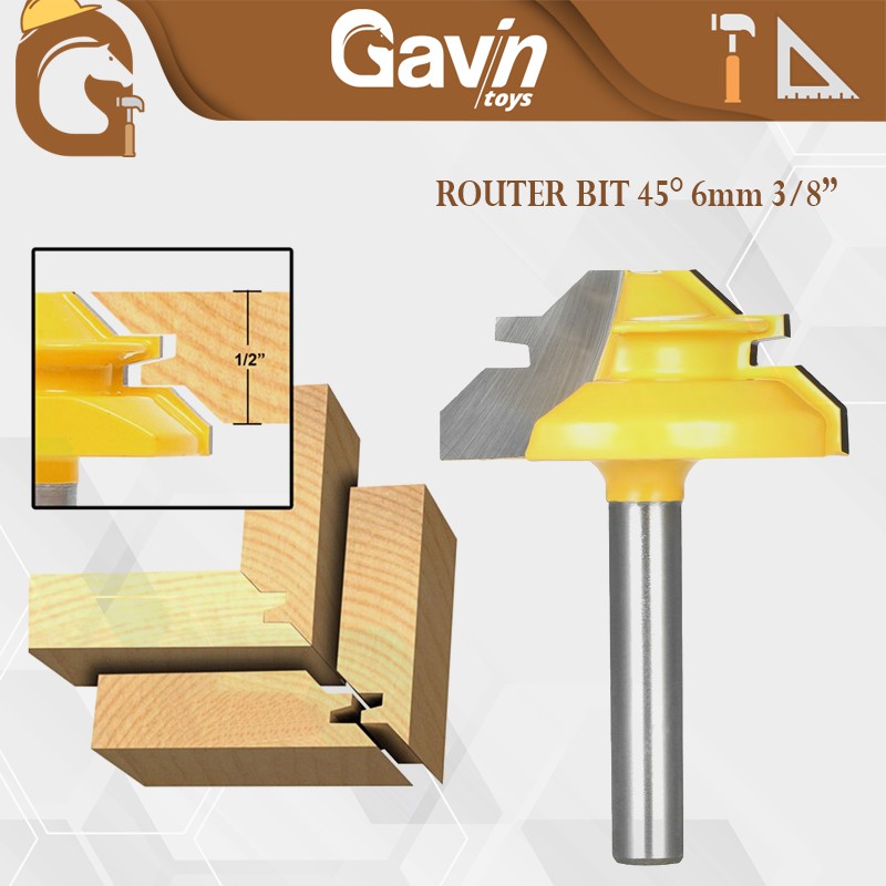 Jual Mata Profil Bingkai Router Bit Wood Joint 1/4 joint tenon 45 ...