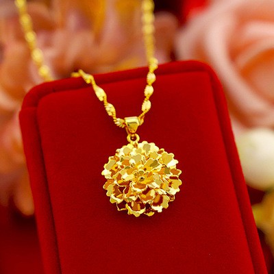 Jual Bunga Emas Liontin Laos Placer Kalung Emas Wanita Emas Besar Bunga ...