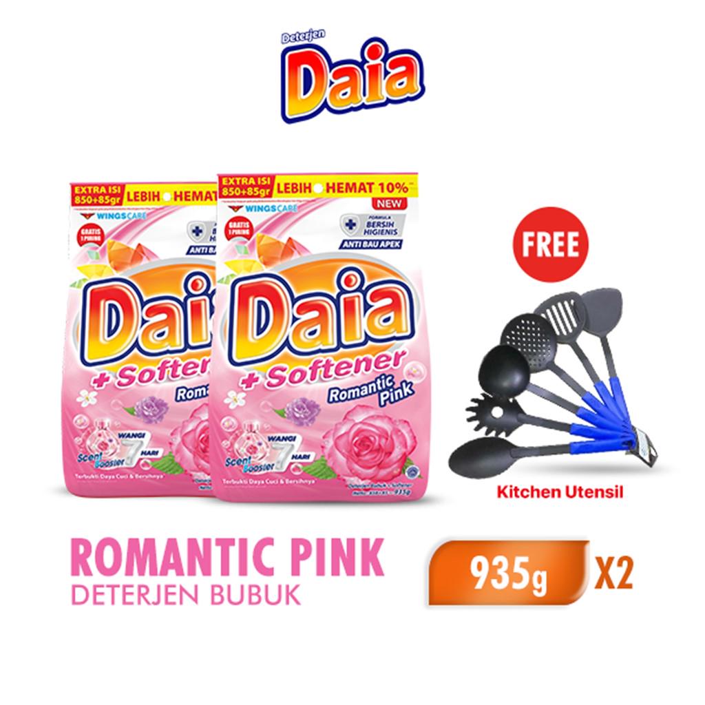 Jual DAIA Deterjen Bubuk Romantic Pink 935 gr x2 - Free Kitchen Utensil | Shopee Indonesia