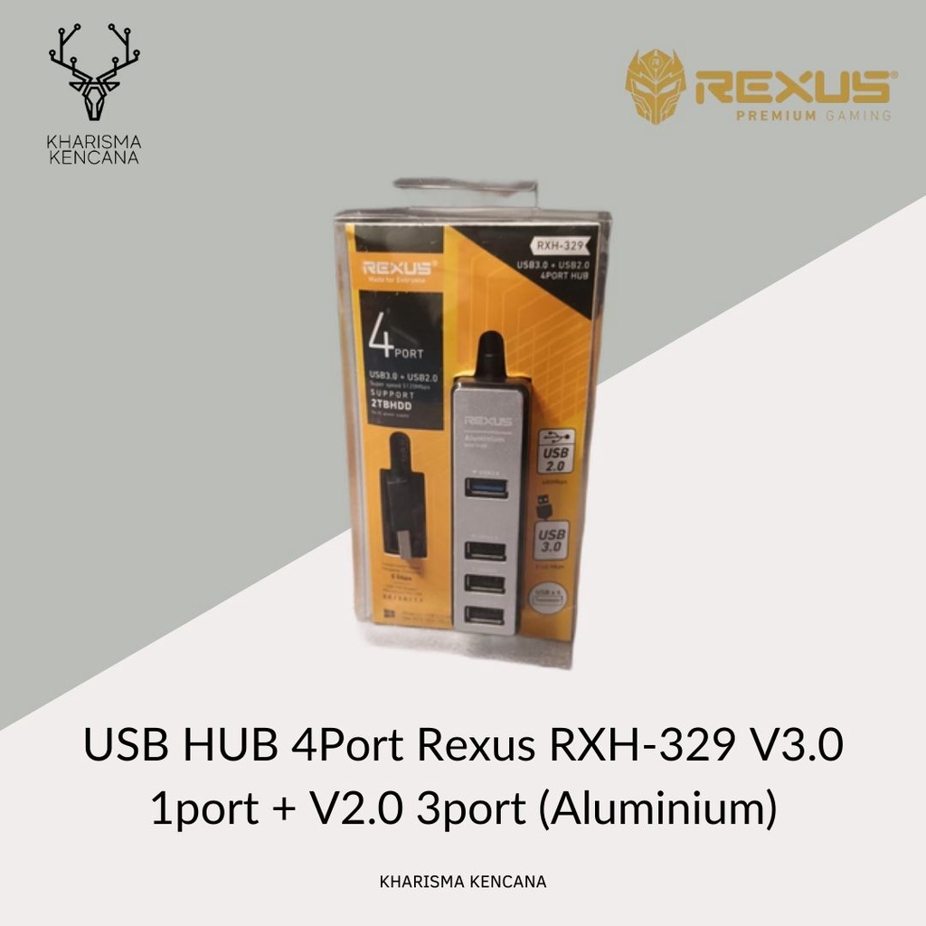 Jual USB HUB 4Port Rexus RXH-329 V3.0 1port + V2.0 3port (Aluminium) | Shopee Indonesia