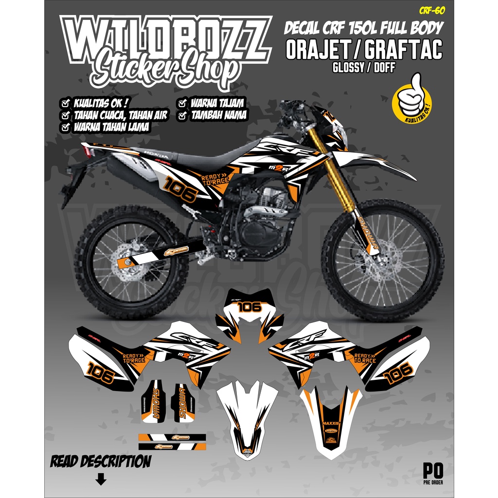 Jual decal CRF 150L full body keren (crf-60) bahan orajet/graftac ...