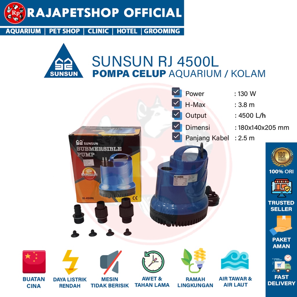 Jual ( POMPA AIR ) SUNSUN RJ 4500L SUBMERSIBLE WATER PUMP KOLAM ...