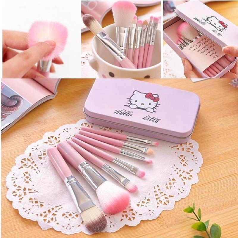 Jual Hello Kitty Makeup Brush Complete Set Bonus Kotak Kaleng | Shopee ...