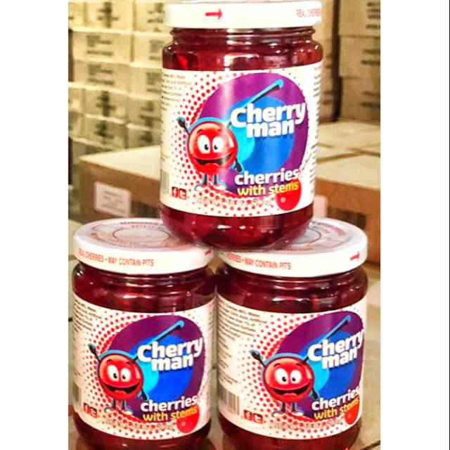 Jual Cherryman Cherry Man Maraschino Red Cherries with Stem 283gr ...