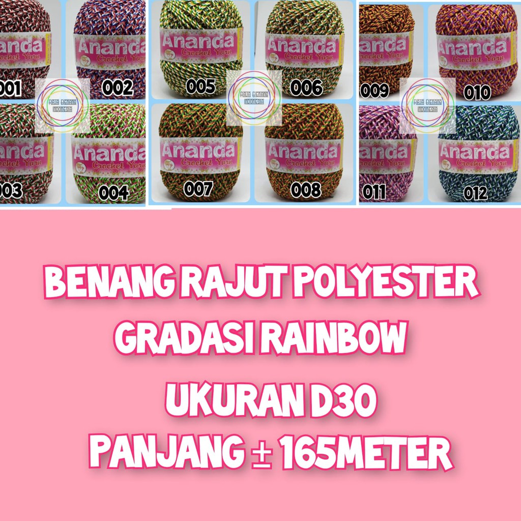 Jual Benang Rajut 3 warna / benang poli sembur / benang warna bendera ...