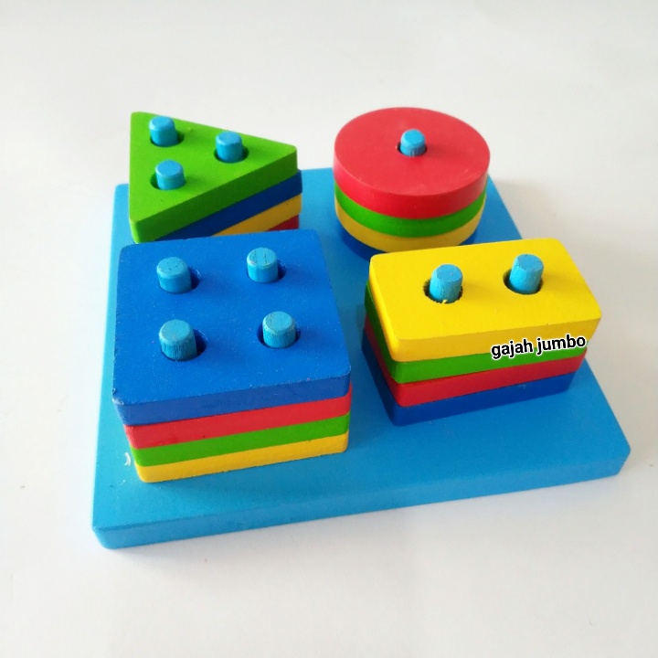Jual Mainan Kayu Mencocokkan Bentuk Edukatif Edukasi Anak Shape Sorter ...