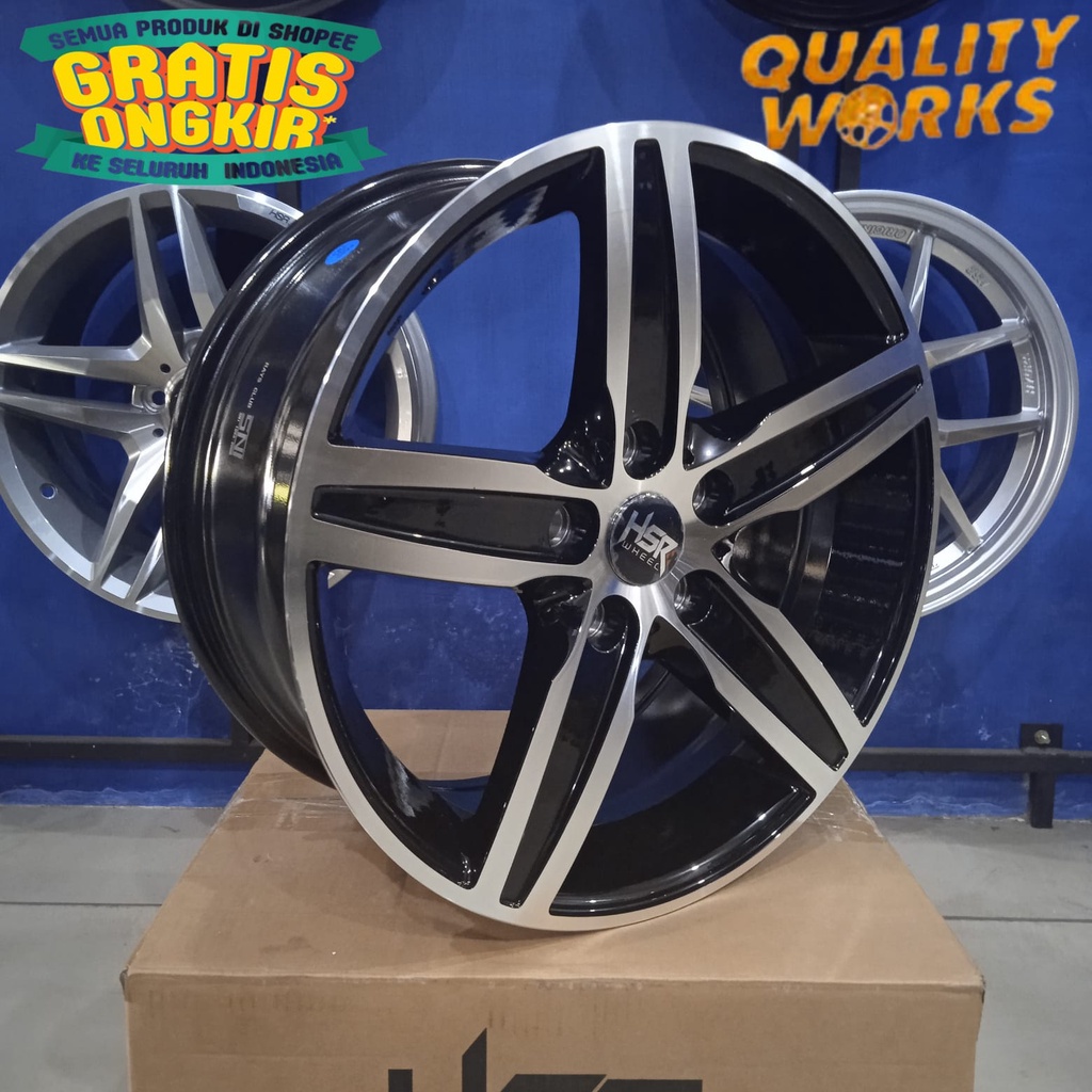 Jual Jual velg mobil murah hsr akarui ring 17x75 pcd 5x112 et45 black polish velg mobil mercy vw ...