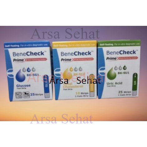 Jual Strip Benecheck Prime Gula Glucose Uric Acid UA Chol Kolesterol ...