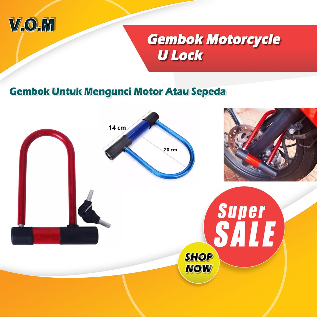 Jual VOM Gembok Sepeda dan Motor Besar Motorcycle U Lock 0496 | Shopee ...