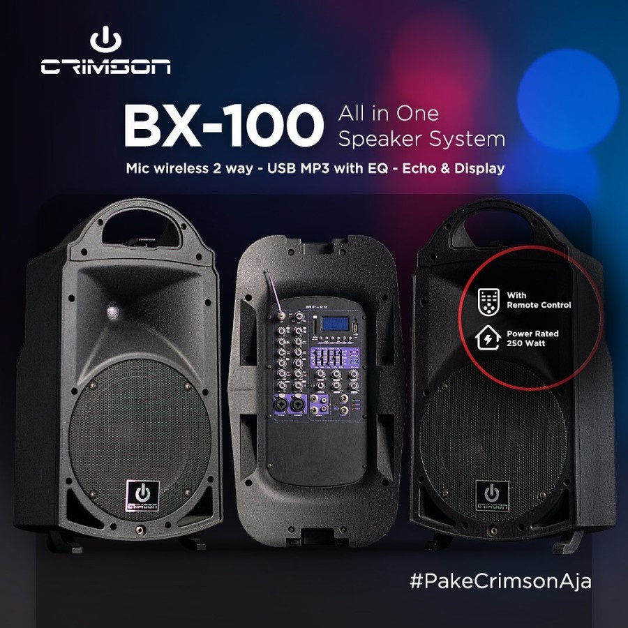 Jual SPEAKER PORTABLE 10 IN CRIMSON BX100 BX-100 BX 100 FREE 1 MIC WIRELES | Shopee Indonesia