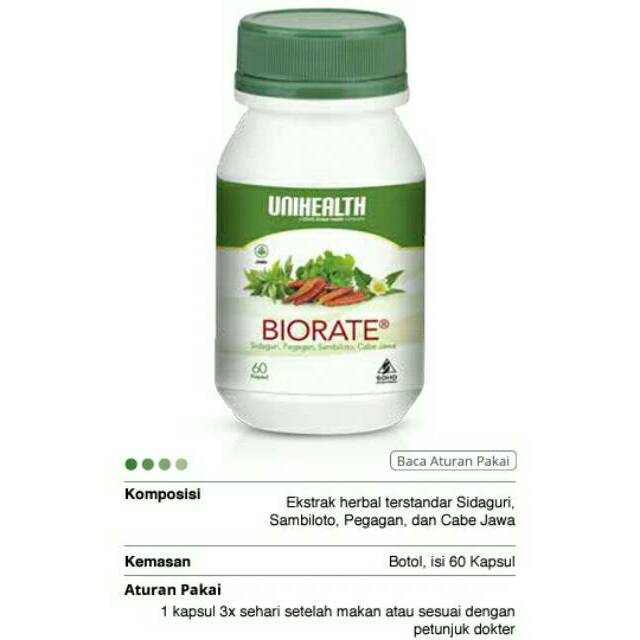 Jual Biorate ( Suplemen Asam Urat Dari Ekstrak Herbal Terstandar-60 ...