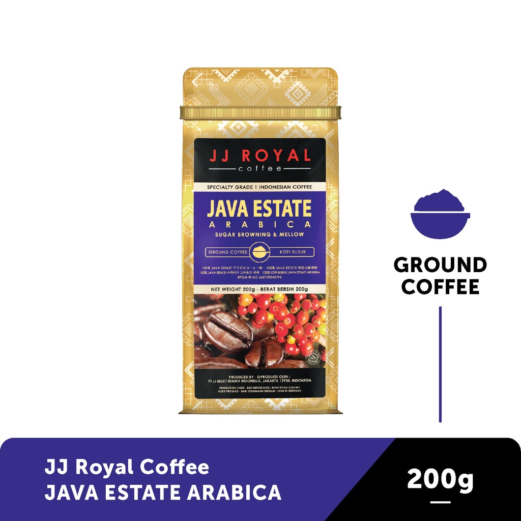 Jual JJ Royal Coffee Java Estate Arabica Ground Bag 200g (Bubuk) | Shopee Indonesia