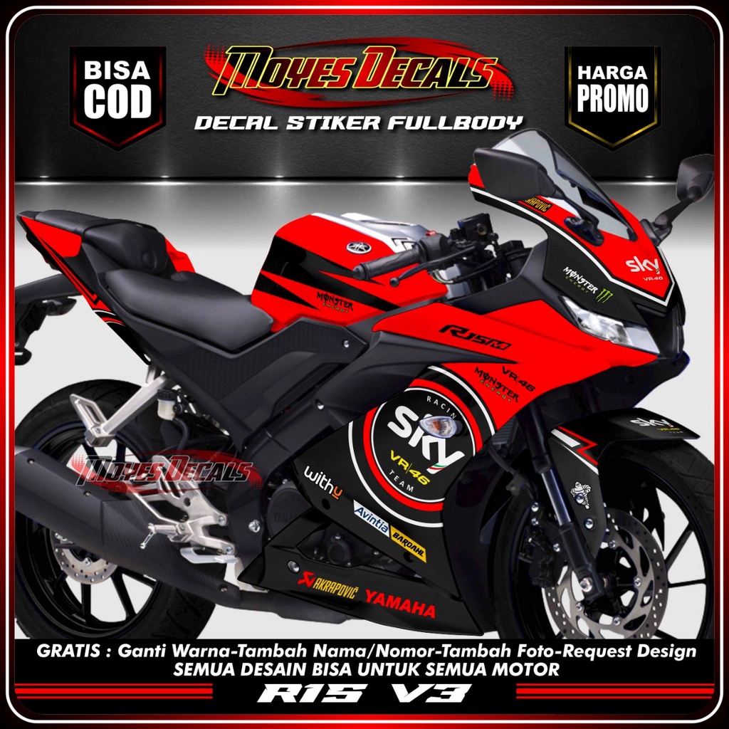 Jual Bisa COD R 15 V3 ( COD / BAYAR DI RUMAH ) Decal Full Body R15 V3 ...