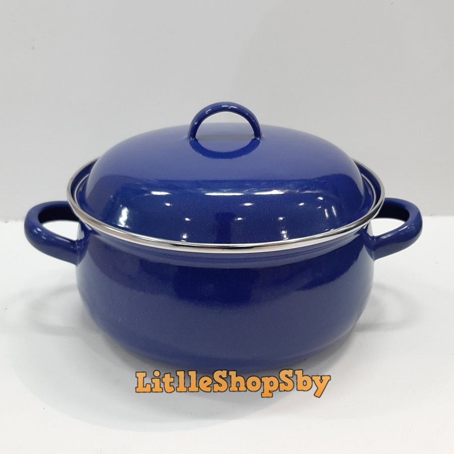 Jual Panci Enamel Saucepot 20cm Biru Tua Tebal | Shopee Indonesia