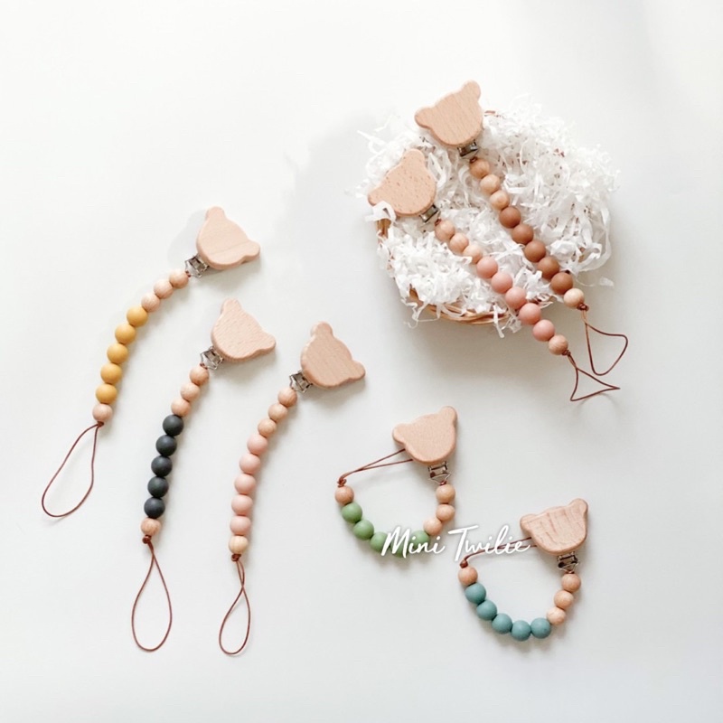 Jual Pacifier Clip (TT0004) tali dot bayi baby pacifier clip bear bayi ...