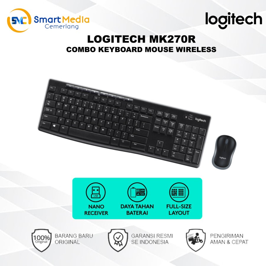 Jual Logitech MK270R Combo Keyboard dan Mouse Wireless Multimedia Keys ...