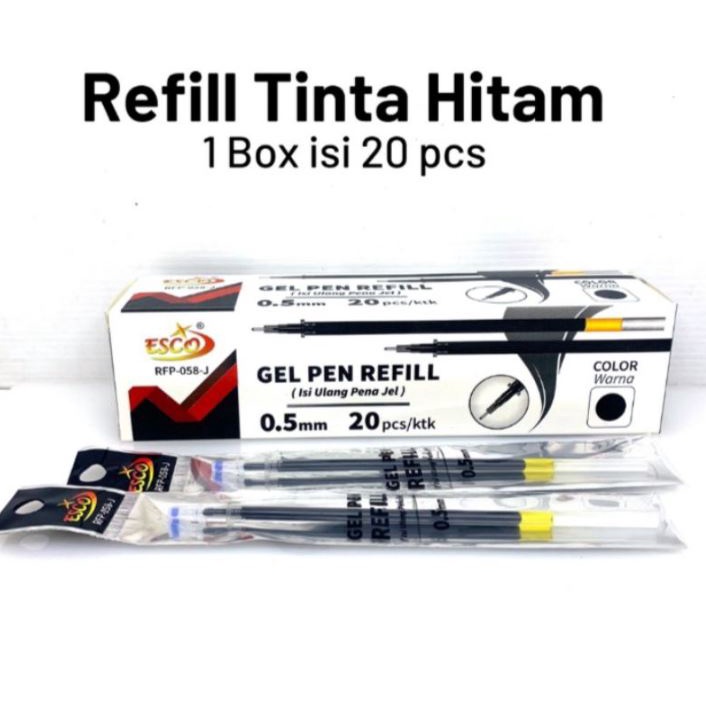Jual (20pc) REFILL TINTA PULPEN CAIR HITAM / REFIL ISI ULANG PEN GEL ...