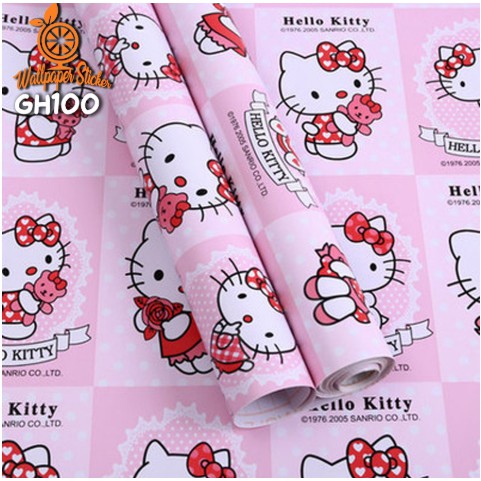 Jual WALLPAPER MOTIF HELLO KITTY UK. 45 CM X 10 METER | Shopee Indonesia