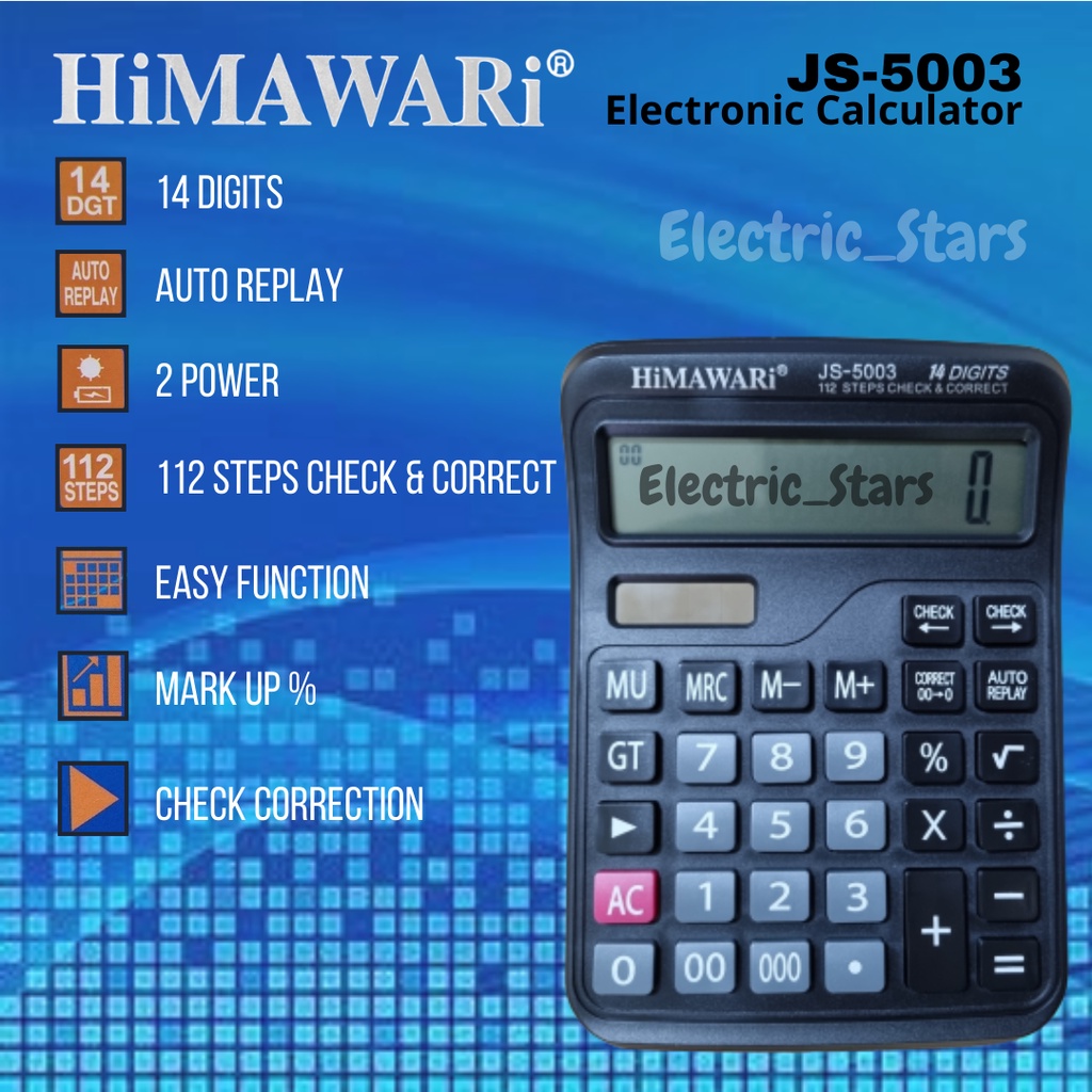 Jual Kalkulator/Calculator 14 Digit 2 Power Big Display Himawari JS ...