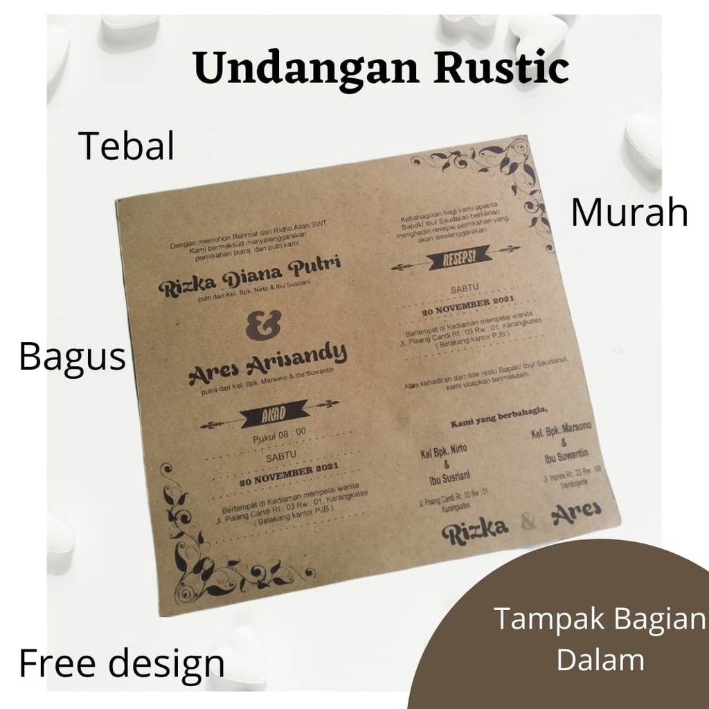 Jual UNDANGAN CETAK CUSTOM RUSTIC HAJATAN ACARA PERNIKAHAN KHITAN ...