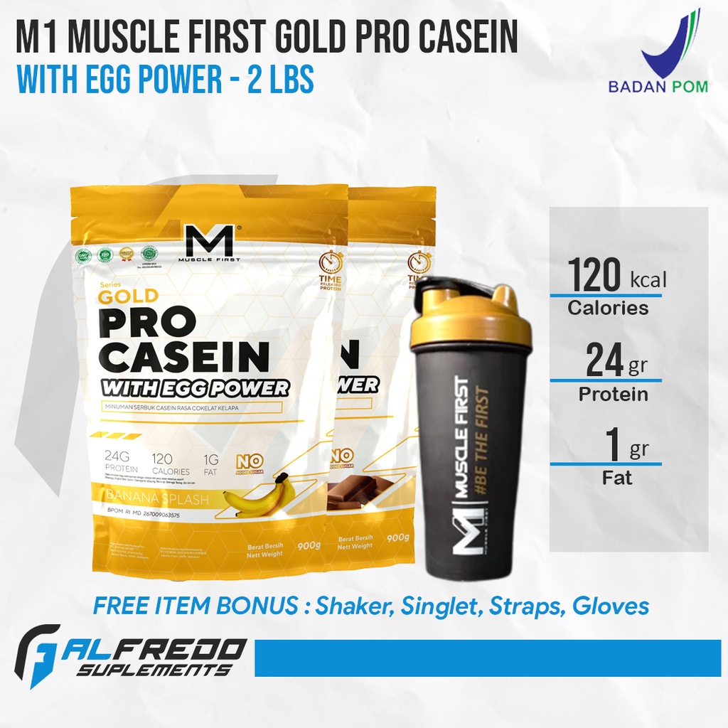 Jual M1 Muscle First Gold pro Casein 2lbs With Egg Power BPOM | Shopee ...