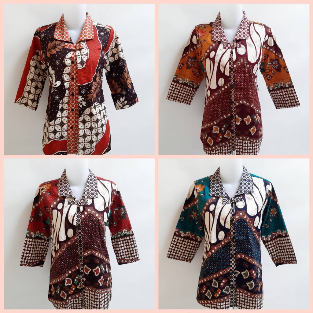 Jual BAJU ATASAN BATIK PREMIUM BATIK KERAH MODEL ROMPI BLOUSE BATIK ...