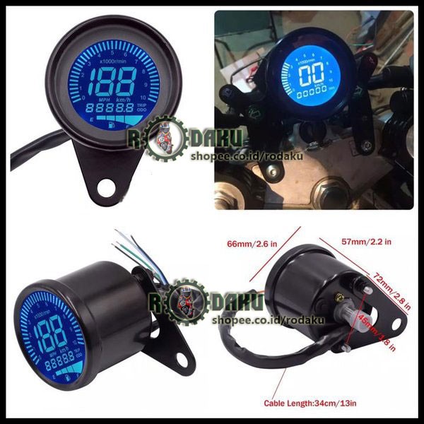 Jual Speedometer Tachometer Bensin RPM DIGITAL bulat Universal ...